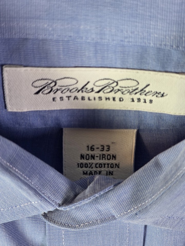 Brooks Brothers Men's Size 16 -33 Blue French Cuff Sleeve Button Up ...