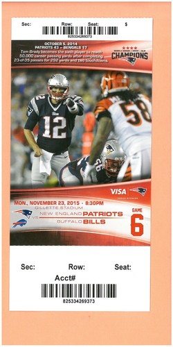Buffalo Bills at New England Patriots 11-23-2015 FULL NFL ticket Tom ...