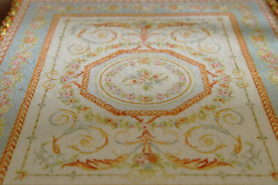 Miniature Elegant Pastel Blue Victorian Beautiful Rose Swirls Dollhouse ...