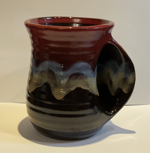 Tag Coffee Mug Right Handed Handwarmer Mug 5” 16 oz Pottery Drip Glaze ...