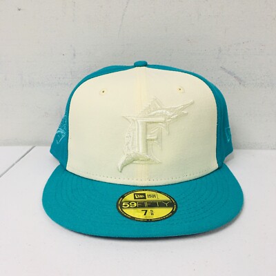 New Era Florida Marlins Size 8 Hat MLB World Series Baseball Ivory/Teal ...