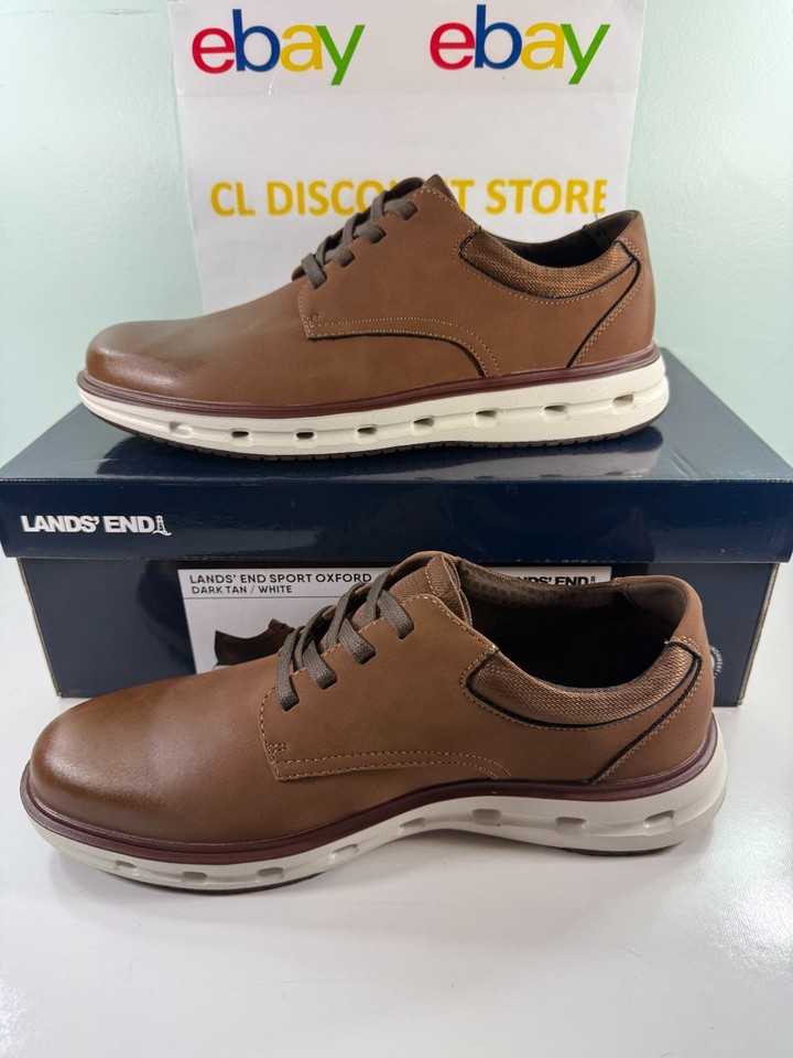 Lands' End Mens Shoes Oxford Brown Casual Cushioned Lace-Up Lightweight ...