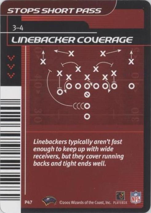 2001-02 NFL Showdown 1st Edition - Plays Defense Linebacker Coverage # ...