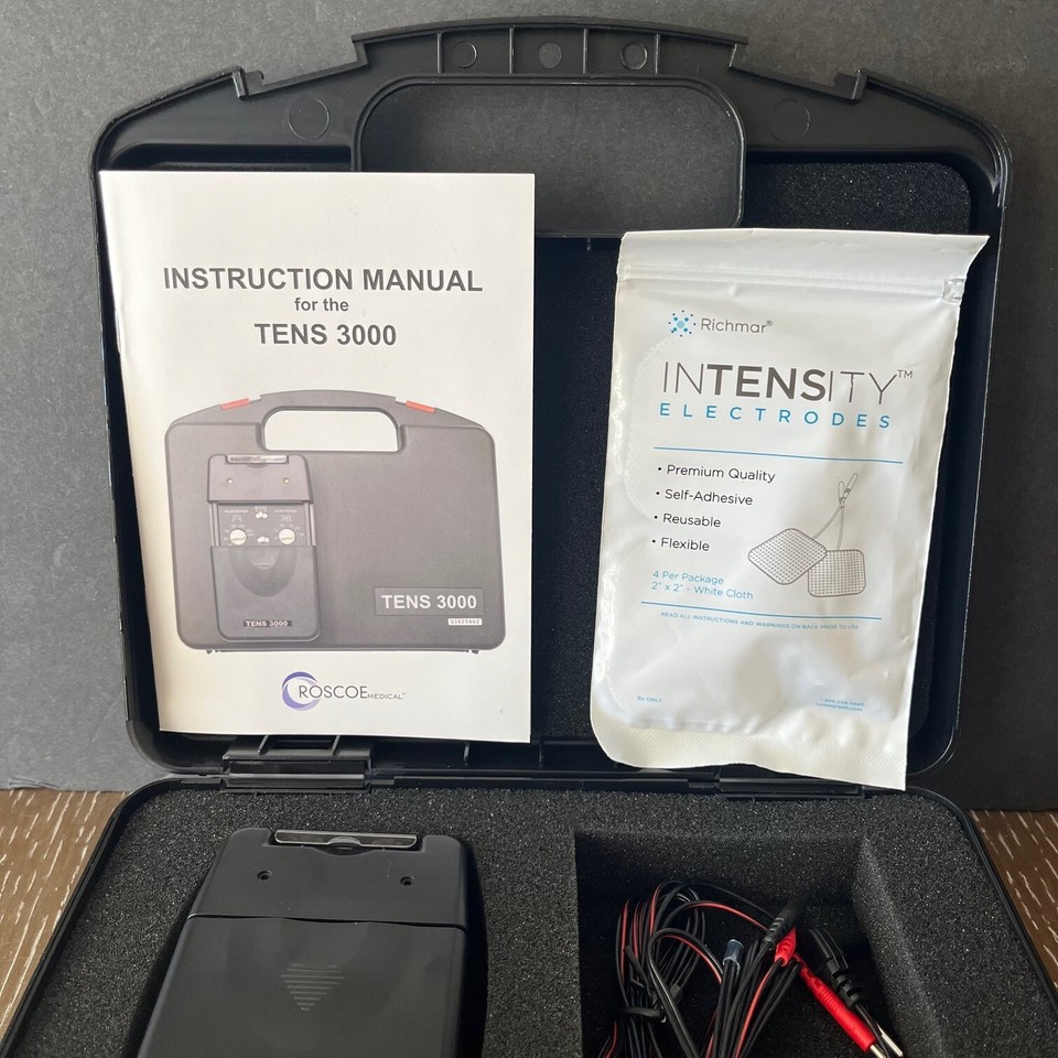 TENS 3000 UNIT WITH CASE, BATTERY, ELECTRODE PADS, LEAD WIRES, AND ...