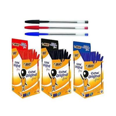 BIC Cristal Medium BallPoint Pens Ball Point Biros Black,Blue,Red | eBay UK
