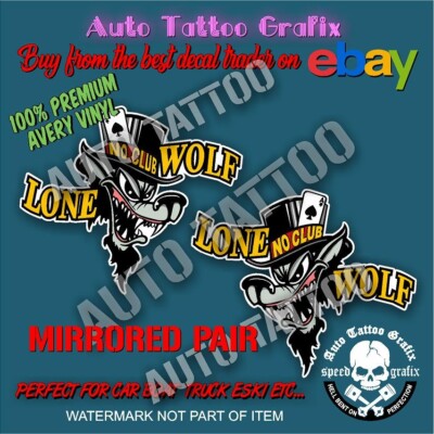 VINTAGE LONE WOLF NO CLUB DECAL STICKER RETRO AMERICANA HOT ROD RAT ROD ...