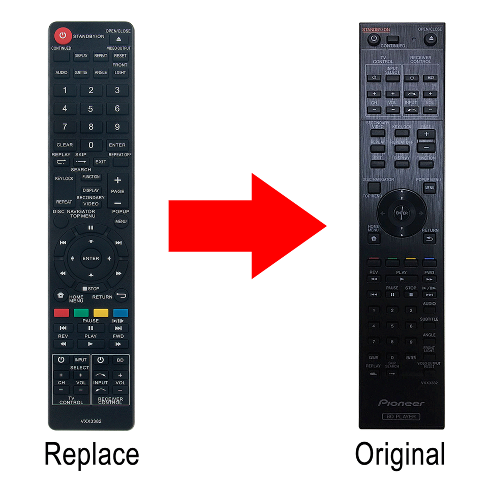 VXX3382 Replaced Remote Control for Pioneer Blu-ray DVD player BDP-430 ...