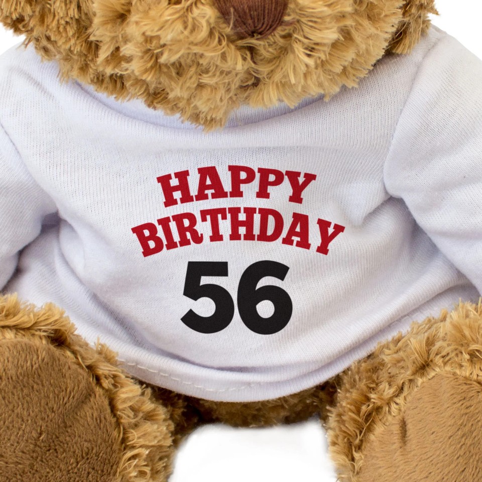 HAPPY BIRTHDAY 56 - Teddy Bear - Cute Soft Cuddly Adorable - 56th Gift ...