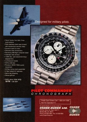 1999 Chase Durer Pilot Commander Chronograph Print Ad - Military ...