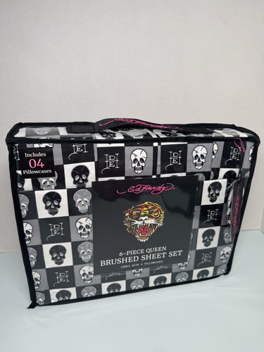 Ed Hardy 6 Piece Black and White Skull Queen Sheet Set | eBay