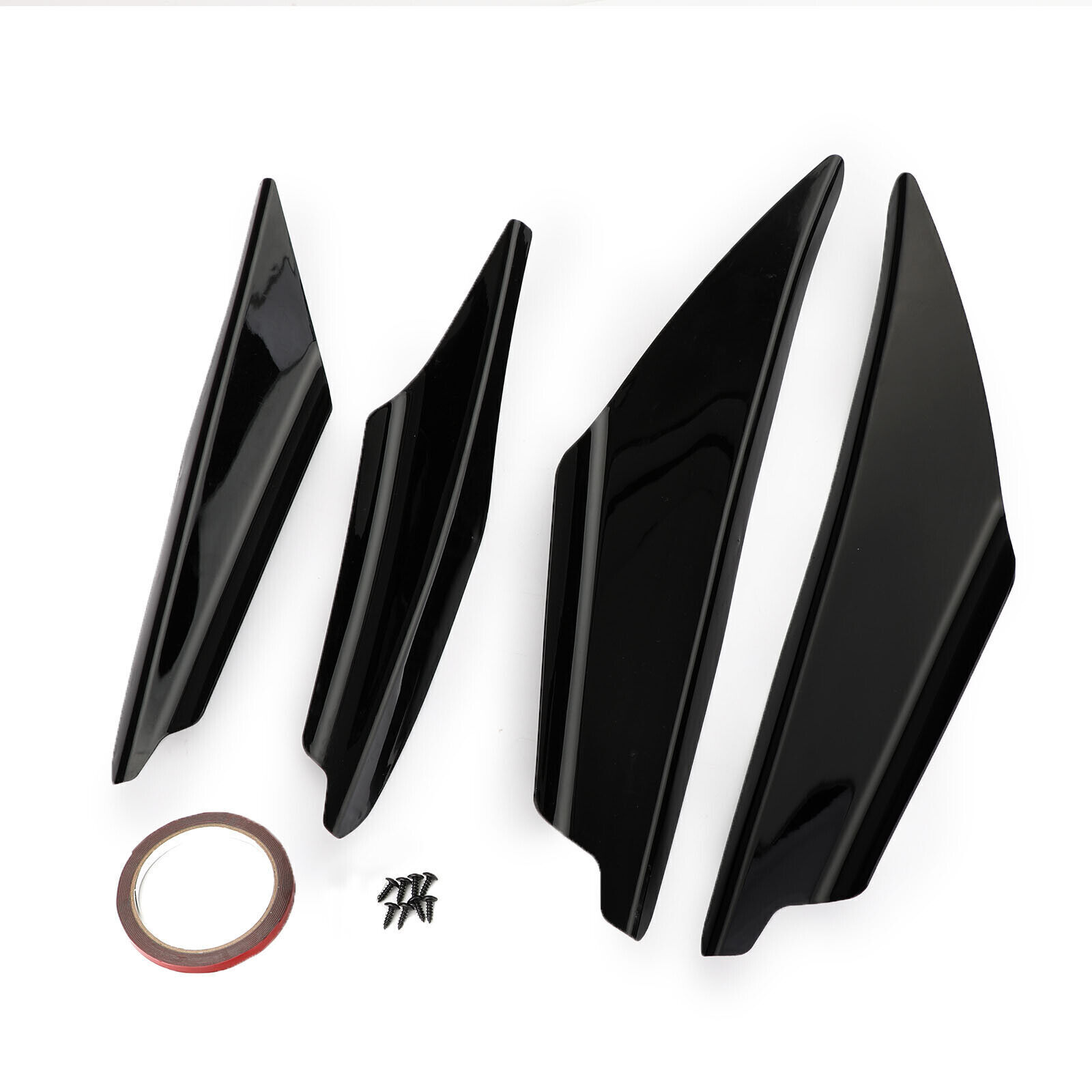 4pcs Universal Gloss Bk Car Front Bumper Fins Body Splitter Spoiler ...