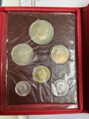 1972 Francisco Franco Sealed Proof Set Complete 6 Uncirculated Coins ...