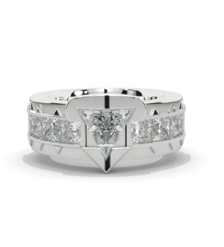 Colorless White Fancy Triangle & Square Shape Diamonds Men's Modern ...