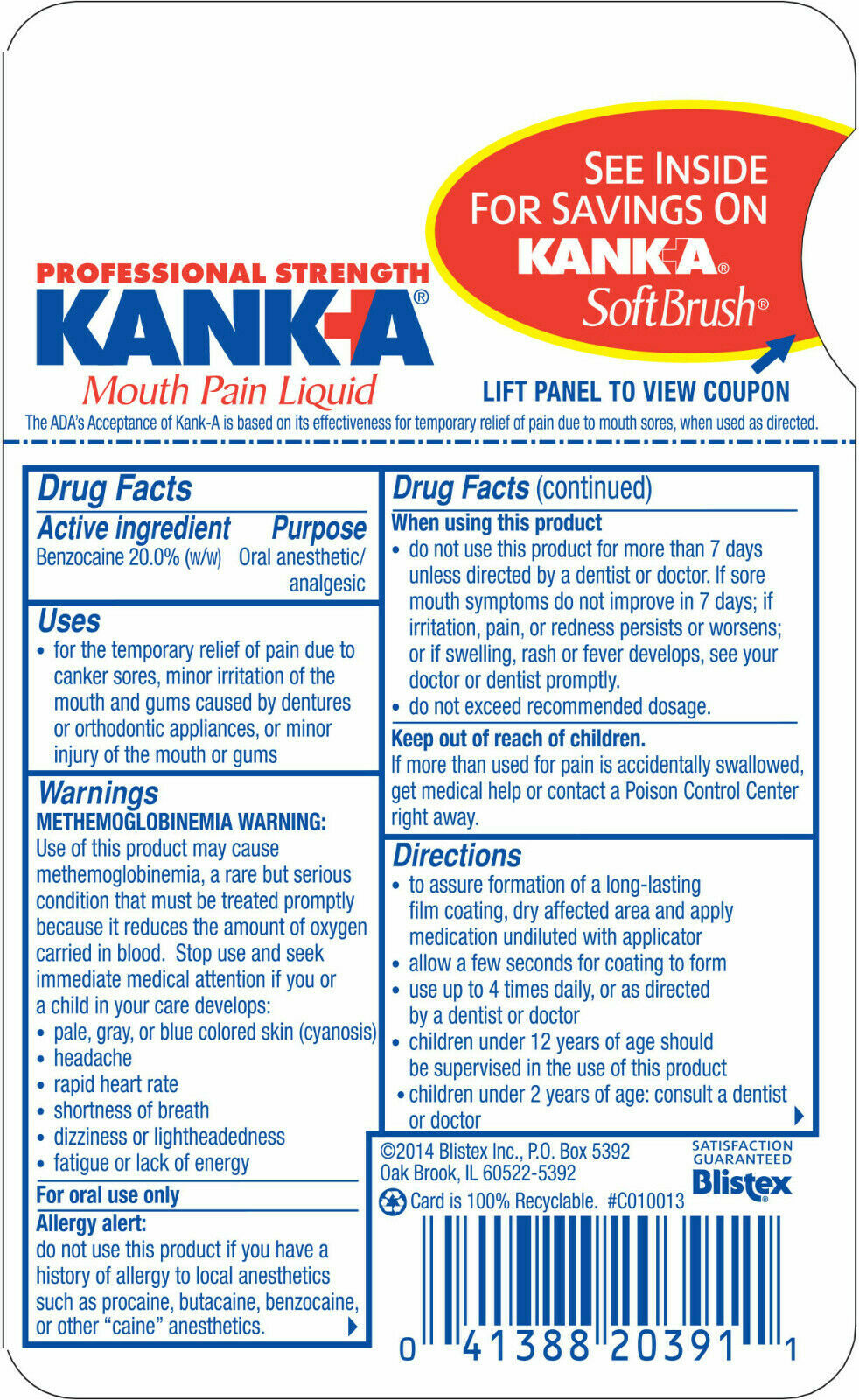 Blistex Kanka MAXIMUM STRENGTH MOUTH PAIN LIQUID Oral Anesthetic PAIN ...