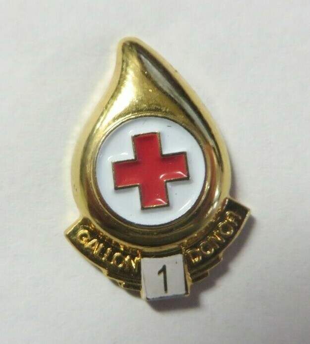 Vintage RED CROSS DONOR Pin 1 GALLON Gold Tone Blood Drop Lapel Hat Pin ...