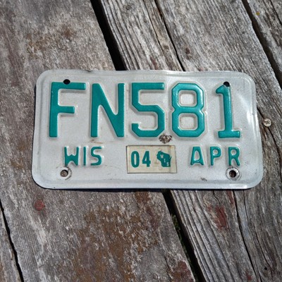 2004 Wisconsin MOTORCYCLE License Plate - "NF581" WIS 04 APR | eBay