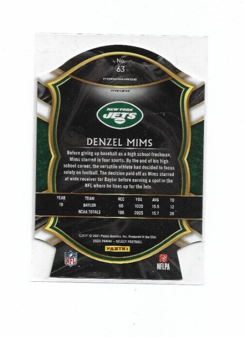 99. 2020 Panini NFL Select Green Die Cut Concourse Denzel Mims #63 | eBay