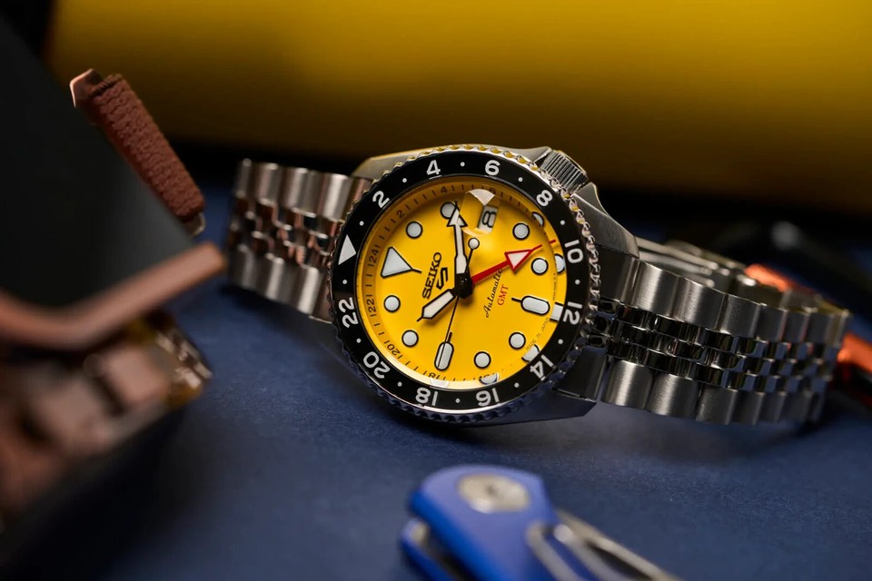 Seiko 5 Five Sports SSK017 SKX GMT Automatic Yellow Dial Made Japan ...