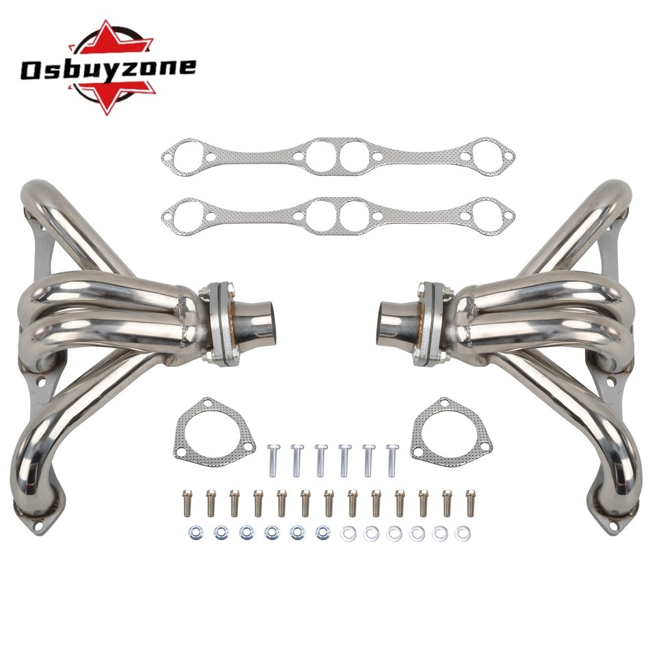 for Chevy SBC V8 265 283 305 327 350 400 55-up Stainless Shorty Hugger Headers | eBay