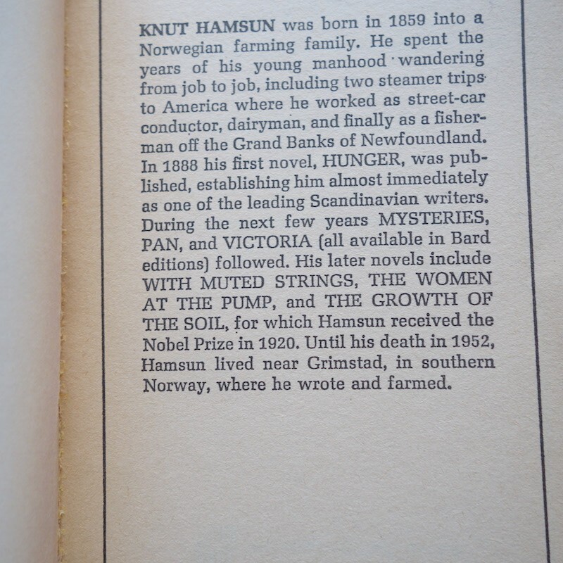 KNUT HAMSUN Pan 1975 Aesop Scandinavian Nove Romance 19th Century ...