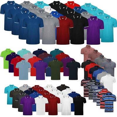 4 / 6 Pack Mens Polo Shirt Multipack Set Short Sleeve Pique Top Tipping ...