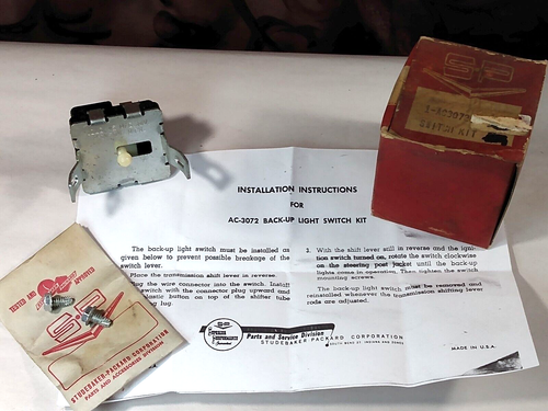 1961-66 Studebaker Lark-types, GT Hawks ~ NOS Back-Up Light Switch Kit ...