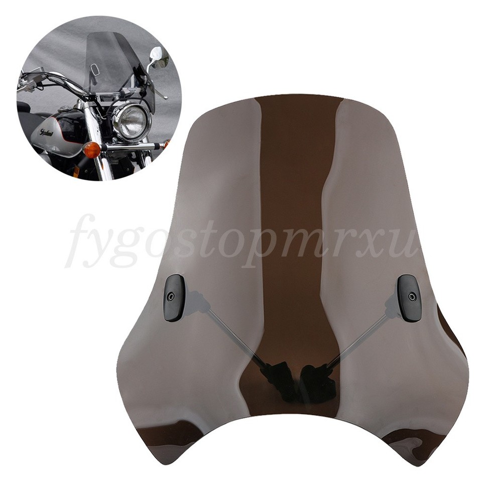 7/8" & 1" Motorcycle Handlebar 19" x 17" Smoke Windshield Windscreen ...