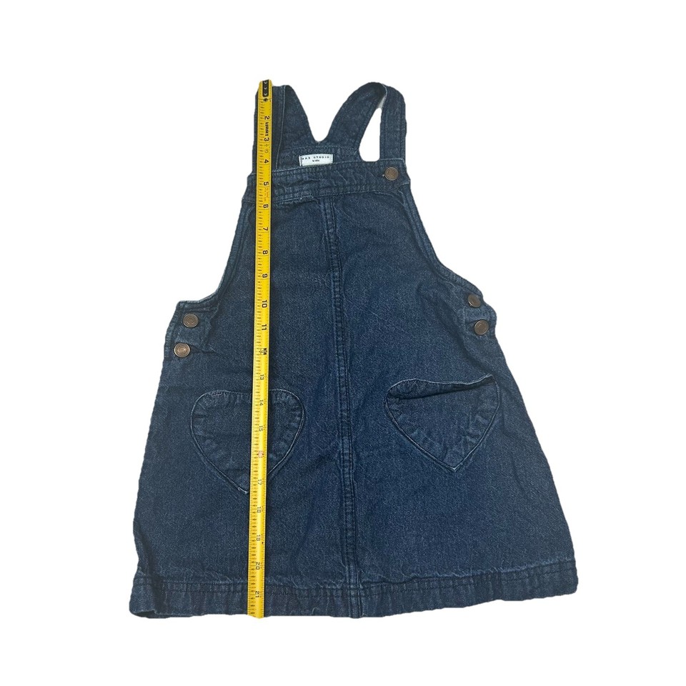 Max Studio Kids Denim Overall Dress Size 6 Girls Blue Jumper Heart ...