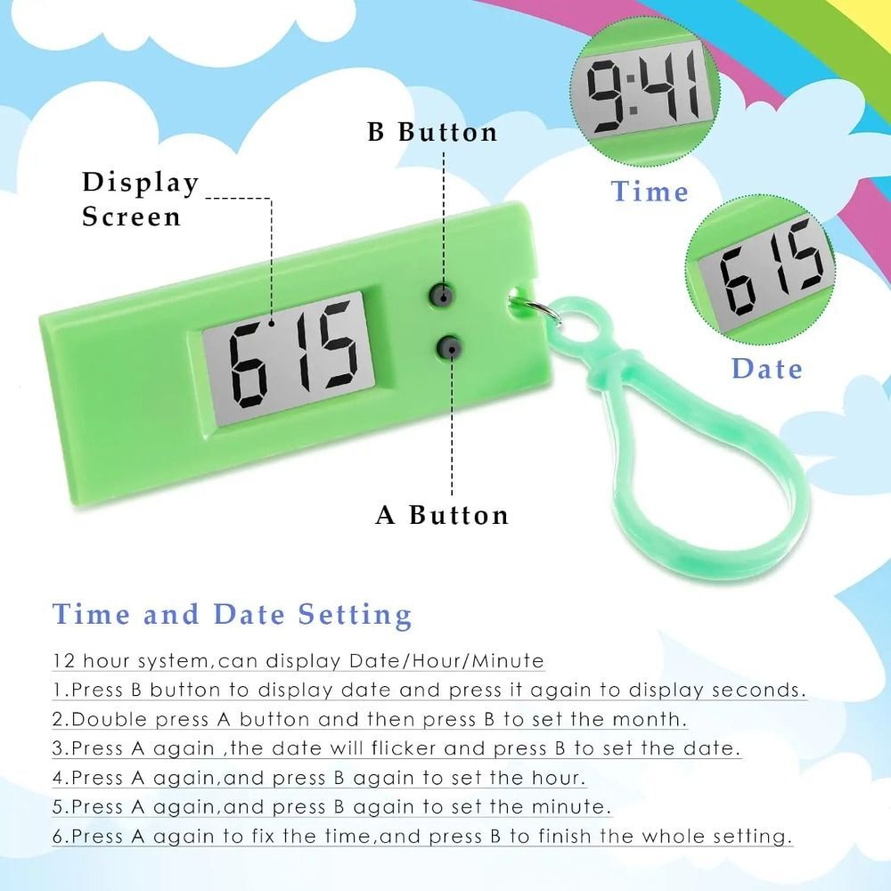 10 Colors Mini Electronic Clock Student Hanging Keychain Triangle Shape ...