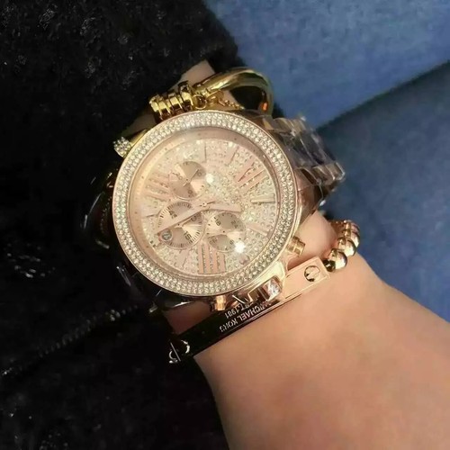 Michael Kors MK6159 Wren Rose Gold & Tortoiseshell Acetate Crystal ...