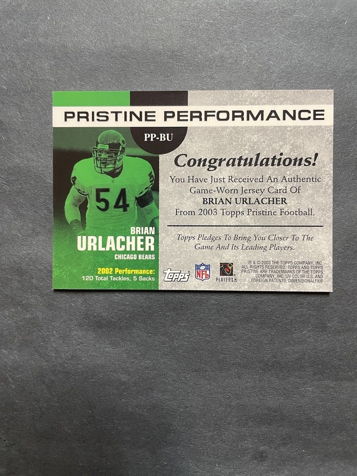2003 Topps Pristine Pristine Performance Brian Urlacher #PP-BU HOF | eBay