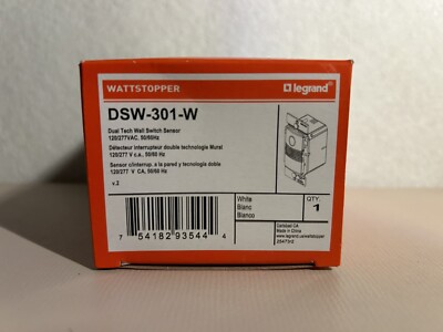 Wattstopper DSW-301-W Dual Tech Wall Switch Sensor 120-277VAC ...
