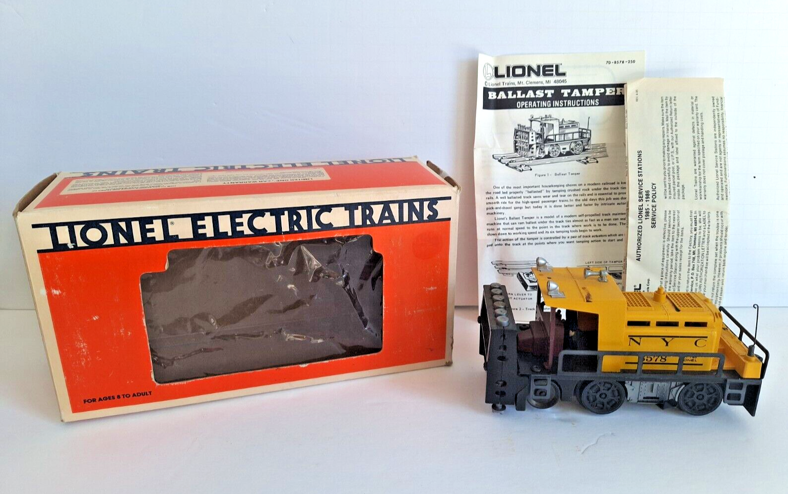 LIONEL 6-8578 O Gauge 1983 NEW YORK CENTRAL TRACK BALLAST TAMPER CAR w ...