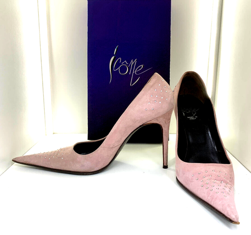 New ICONE 39 Pink 110mm 11cm pointy spitz Suede lorenzi leather high ...