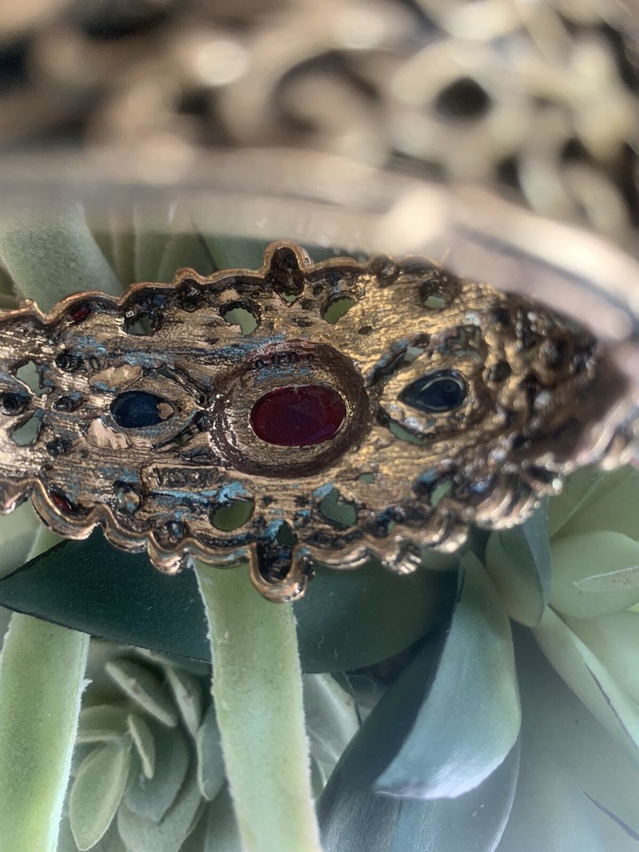 Vintage VISSON Beautiful Hinged Multi Colored Rhinestone Statement ...