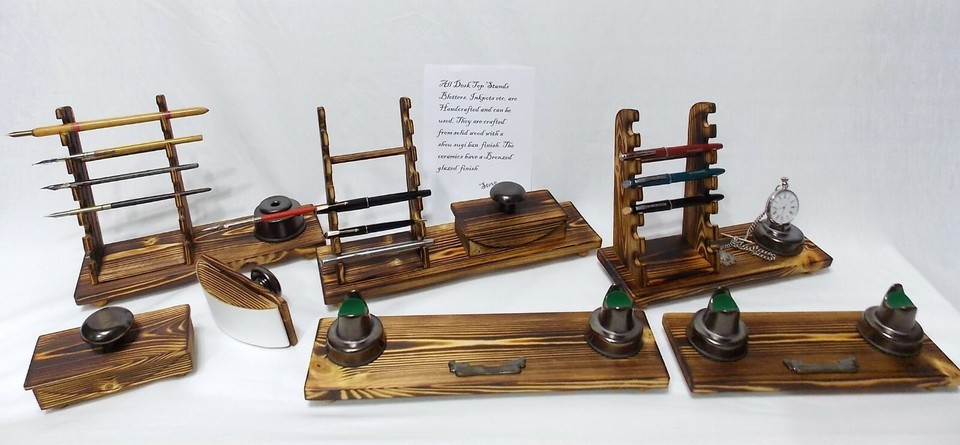 Calligraphy inkwell Pen rack holder desk top ink fountain dip display ...