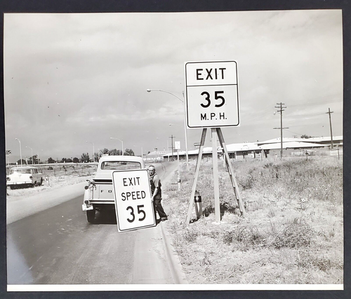 1959 Denver CO Colorado Blvd Exit Speed Sign Ford Truck Vintage Press ...