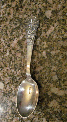*Vintage DENMARK ELF WITH UMBRELLA Souvenir Silver-plate Spoon marked ...