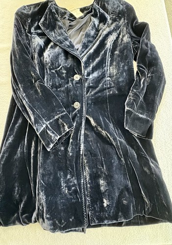 Coldwater Creek Velvet Duster Jacket Midnight Navy Button Detail Size ...