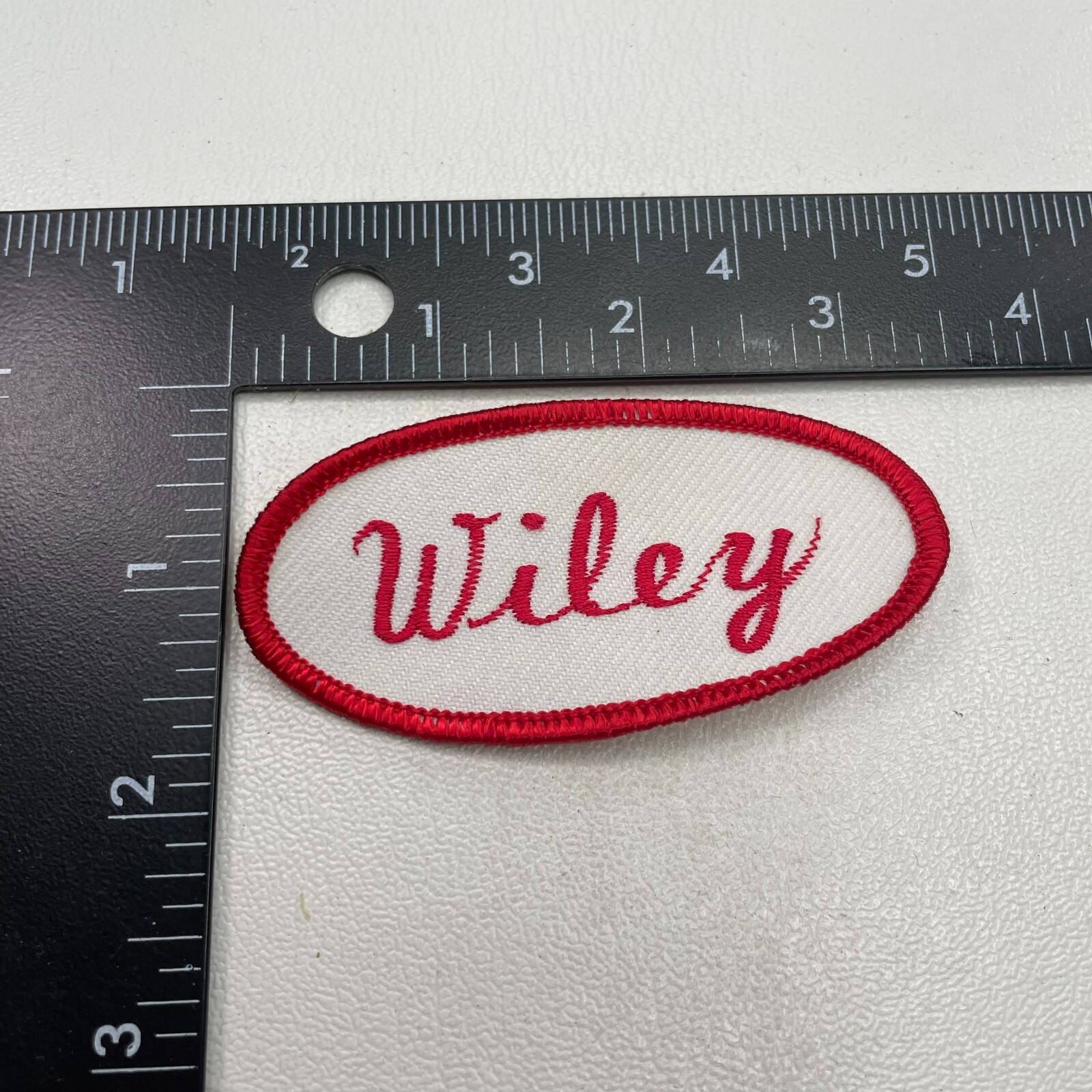 Colored Oval RED WILEY Name Badge Patch (Mechanic, Work Uniform, or Fun ...