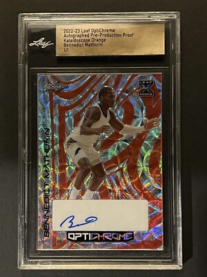 2022 Leaf Optichrome Pacers Bennedict Mathurin RC 1/1 Slabbed Proof ...