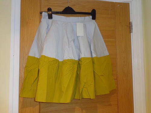 Cos light grey/mustard yellow short flared skirt UK 10/EU 36 new with ...