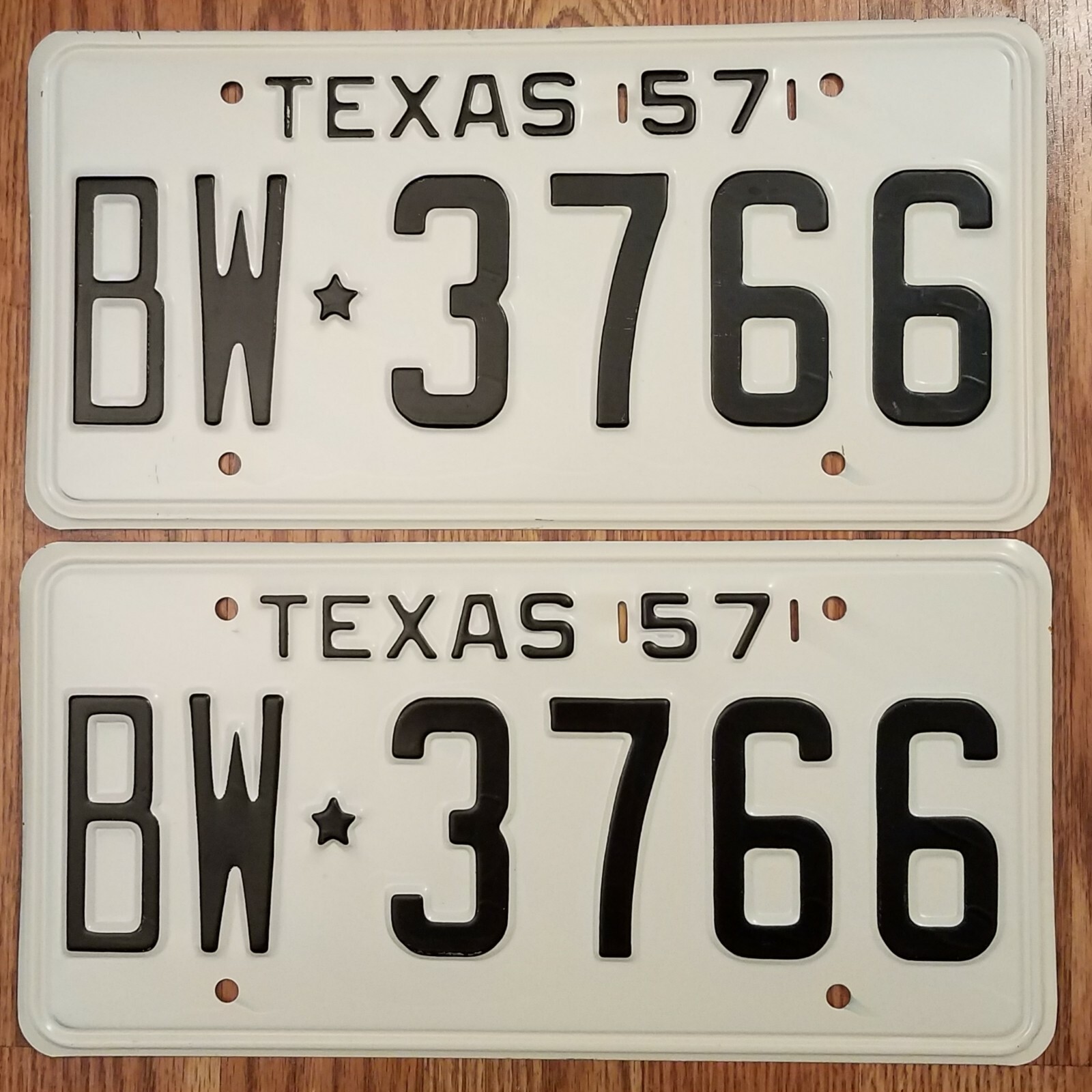 1957 TEXAS TX LICENSE PLATES TAG "BW 3766" - ANTIQUE Vintage, NOS | eBay