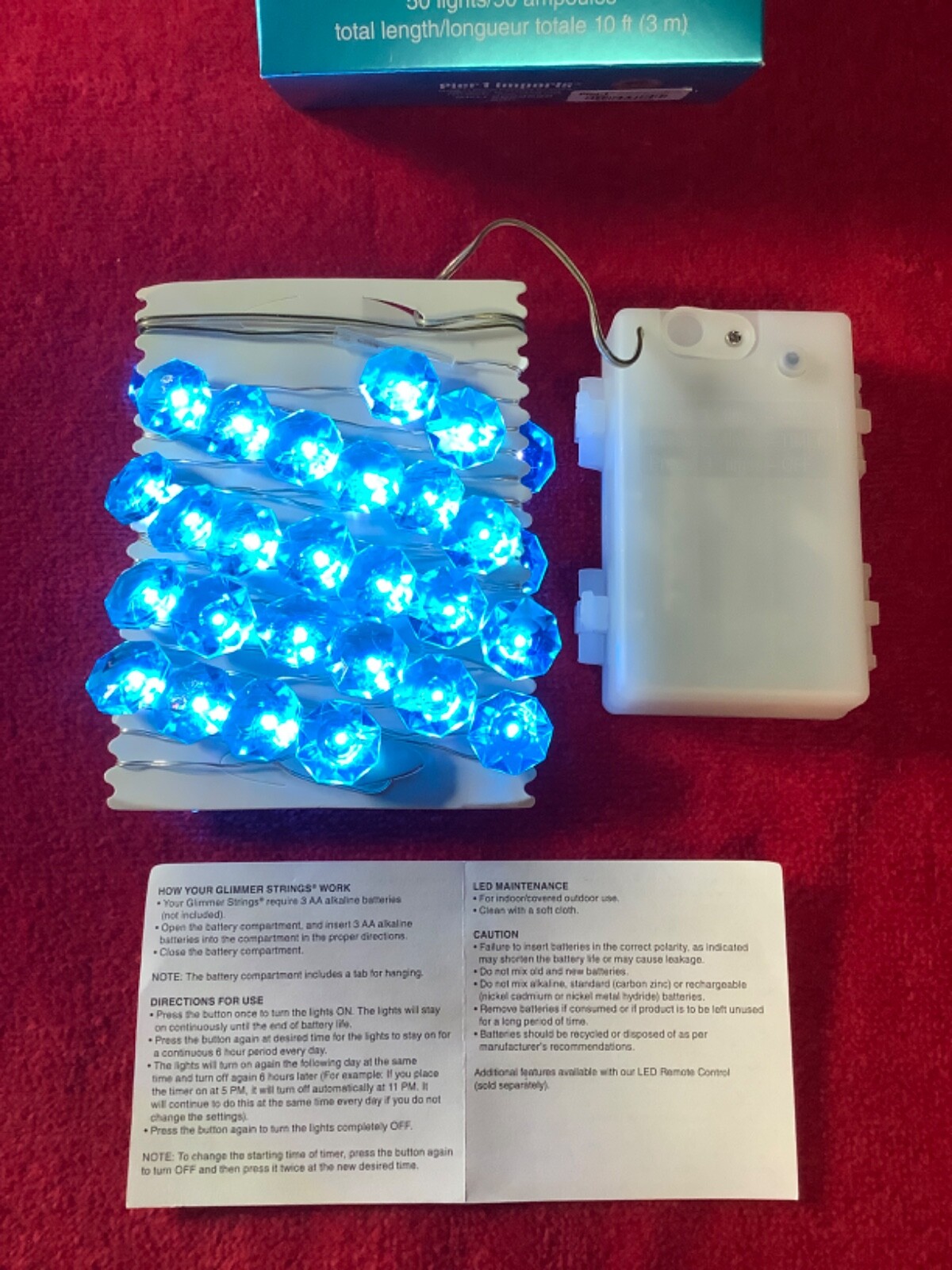 Pier 1 Imports 10' LED Turquoise Jewel Flexible Glimmer String 50 ...