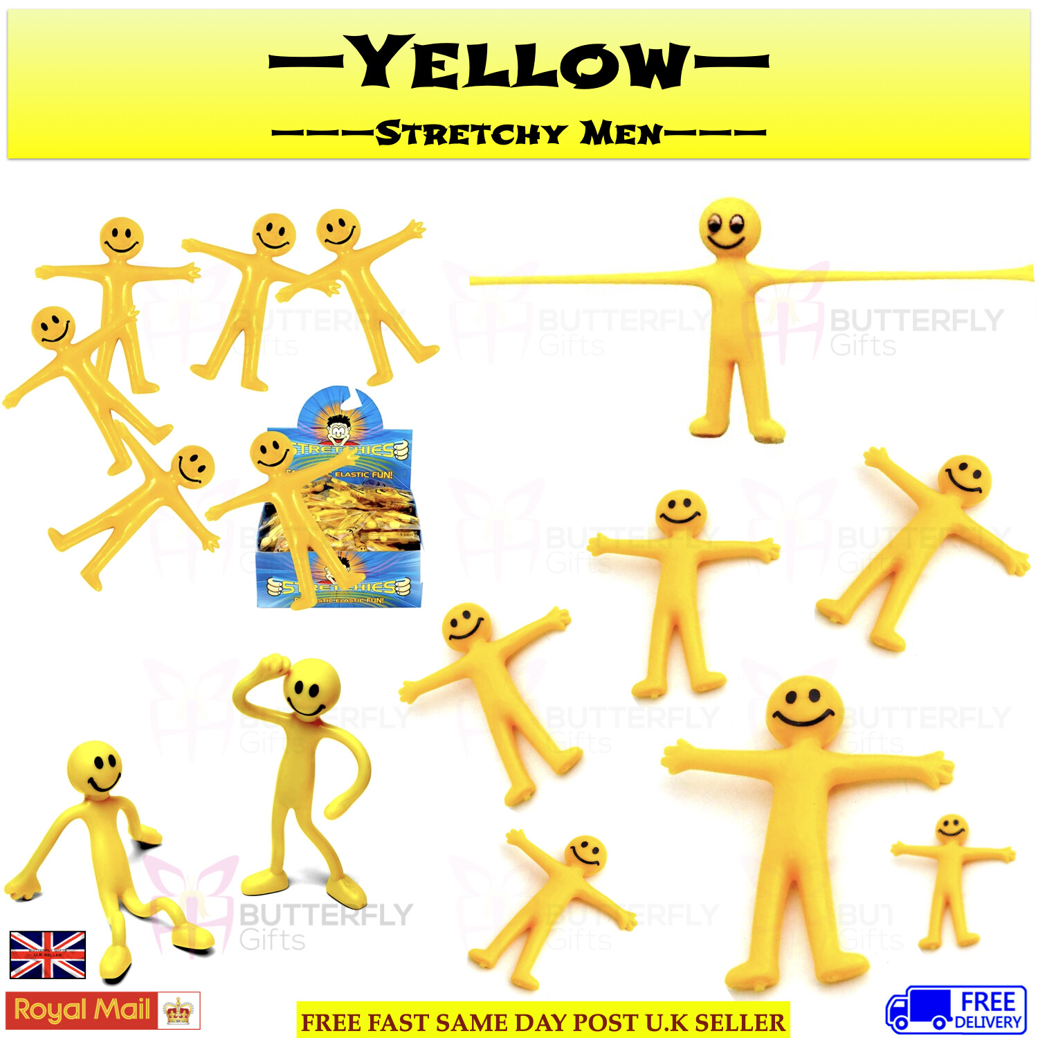 Fun Stretchy Men Sticky Yellow Stretchy Men Party Bag Fillers Kids ...