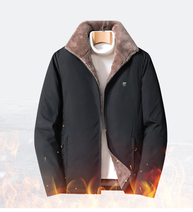 2024 New Padded Cotton Jacket Coat Men Lamb Wool Parka Warm Fleece ...
