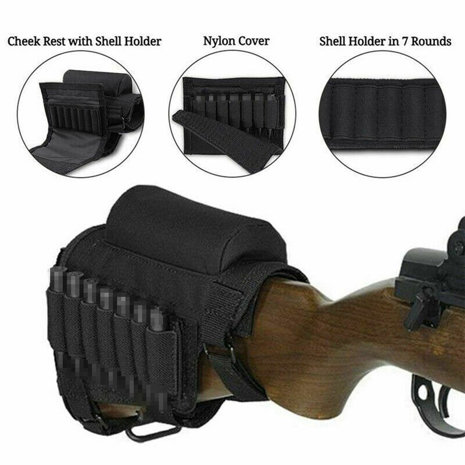 Tactical Rifle Butt Stock Cheek Rest Pad Left/Right Hand Ammo Carrier ...