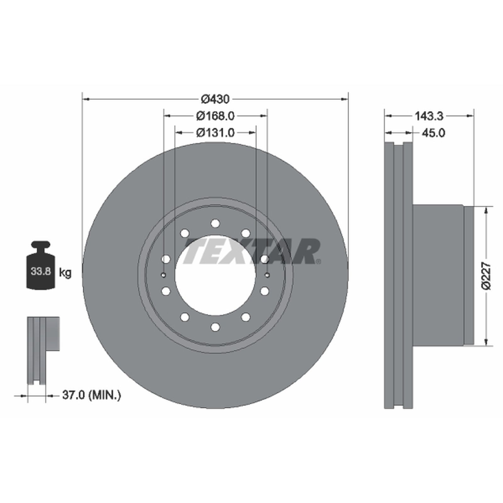 GENUINE OE TEXTAR 10 STUD FRONT VENTED BRAKE DISCS PAIR - 93186700 ...