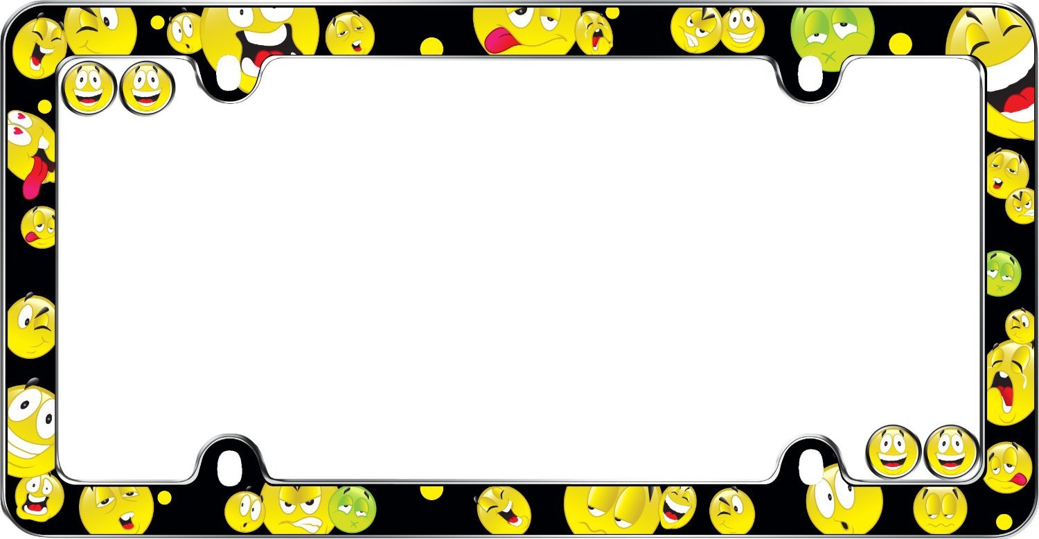 Chrome/Black Attitudes Emoji smiley Face License Plate Frame Car Truck ...