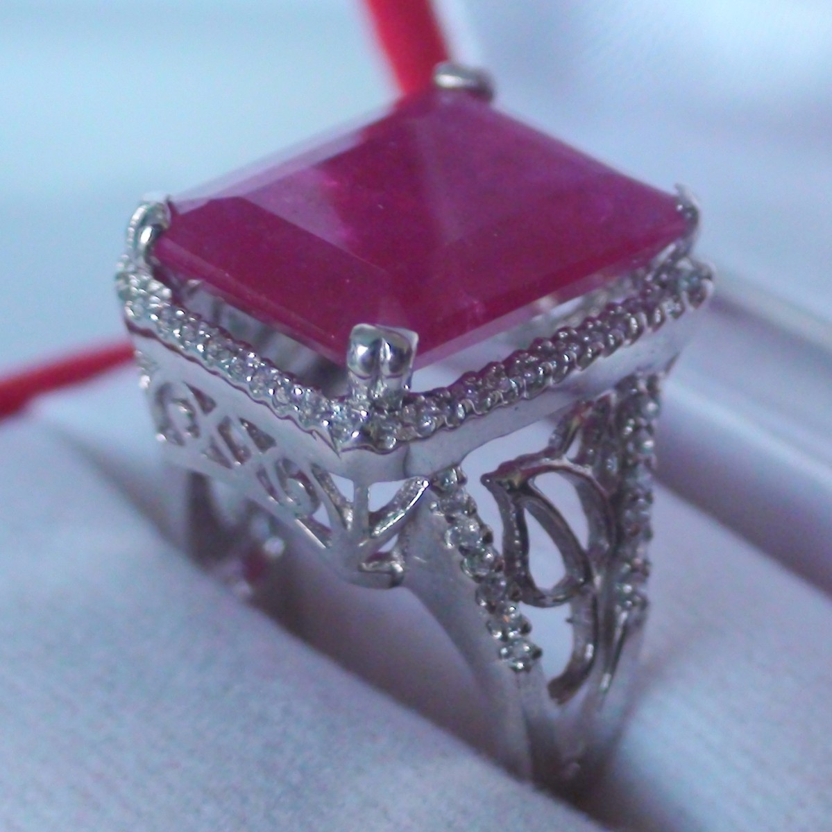 Red Beryl Engagement Ring
